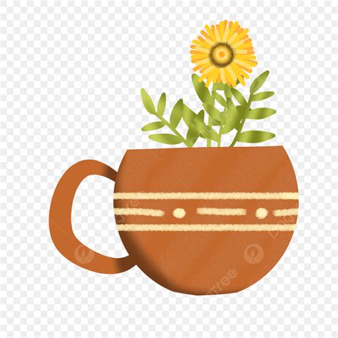 미니 해바라기와 테라코타 화분 노란색 미니 해바라기 테라코타 냄비 해바라기 Png 일러스트 및 Psd 이미지 무료 다운로드 Pngtree