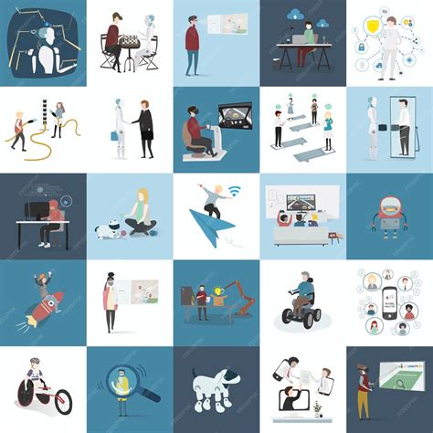 인간의 아바타 벡터 일러스트 레이 션 세트 무료 벡터