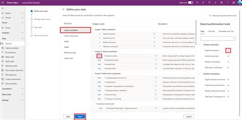 import data with power query templates microsoft for sustainability