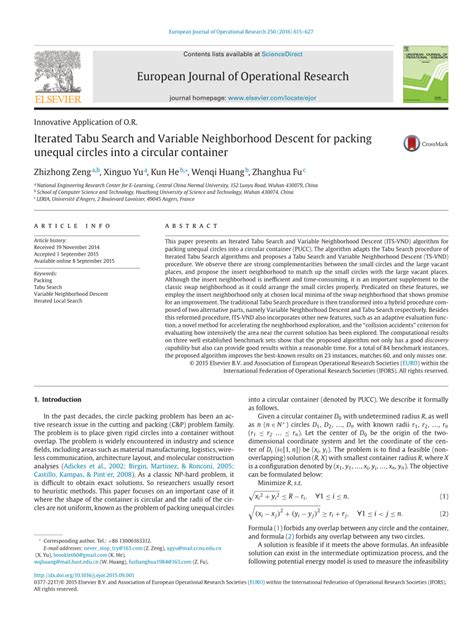 Pdf Iterated Tabu Search And Variable Neighborhood Descent For