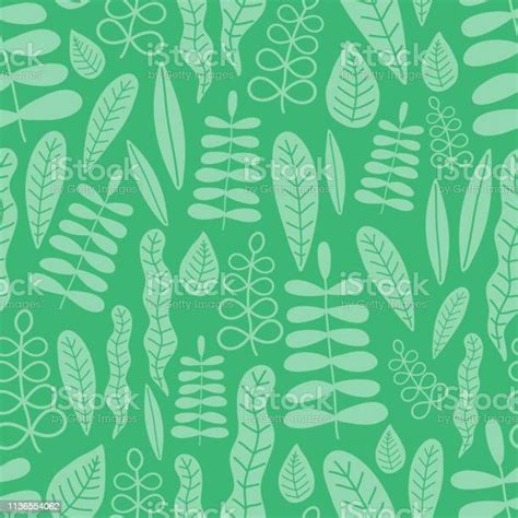 녹색 배경에 흰색 나뭇잎의 완벽 한 열 대 패턴입니다 아이 들을 위한 손으로 그린 이국적인 잎 그림 여름 봄 보육 아기 아이 들 직물 질감 인쇄 커버 벽지 0명에 대한 스톡