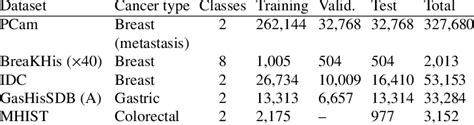 Overview Of The Five Datasets With Cancer Type Number Of Classes And