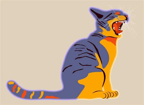 Gato Brillante Con La Boca Abierta Colores Atractivos Ilustración Vectorial 10811128 Vector En