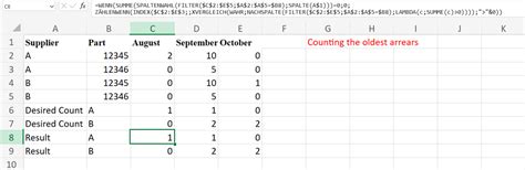 excel counting the oldest arrears stack overflow