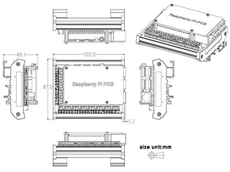 din rail mount pinout breakout terminal block module for raspberry pi