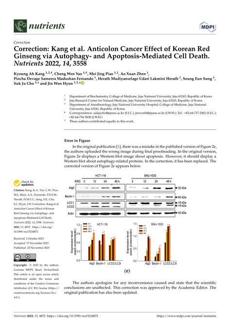 Pdf Correction Kang Et Al Anticolon Cancer Effect Of Korean Red Ginseng Via Autophagy And