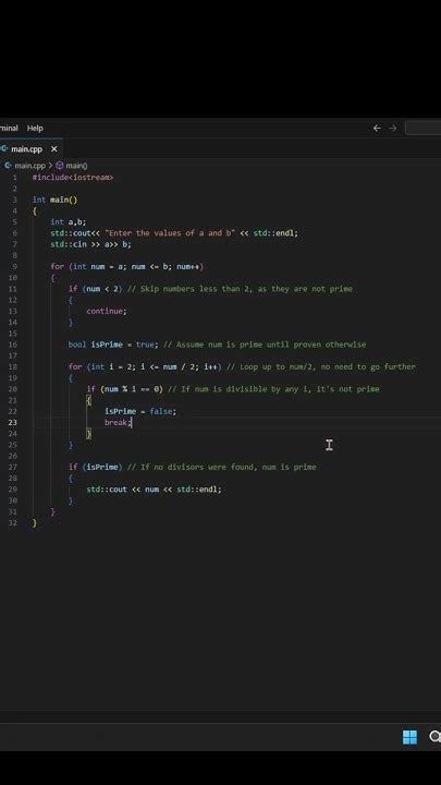 Prime Numbers Between A And B Coding Codinglife Programming Cpp Shorts Youtube