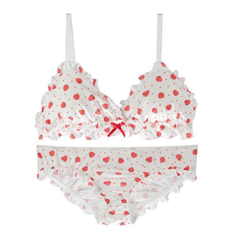 Joyralcosjapanese Strawberry Bra And Panty Lingerie Set Anime Cosplay