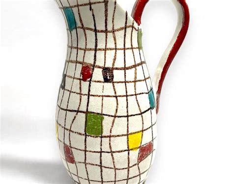 Bitossi Mondrian Londi Ceramic Pottery Raymor Italian Pitcher Vintage