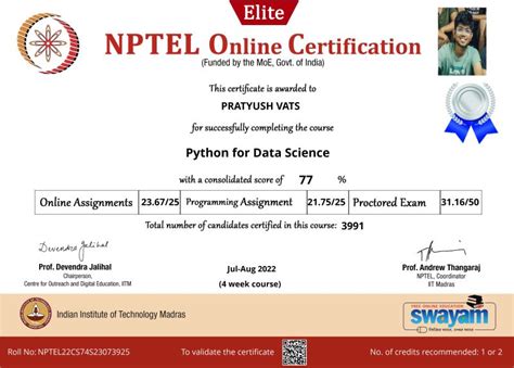 Pratyush Vats On Linkedin Successfully Completed Nptel Course Python