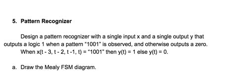 Solved Pattern Recognizer Design A Pattern Recognizer With