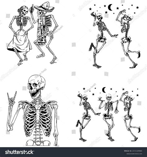Dancing Skeleton Black Color Happy Dancing Stock Vector Royalty Free 2171329965 Shutterstock