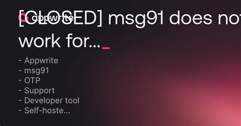 Closed Msg91 Does Not Work For Otp Threads Appwrite
