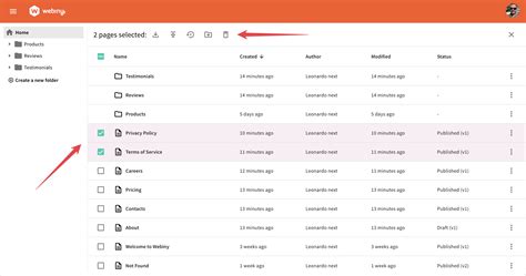 customize page bulk actions extensions page builder webiny docs