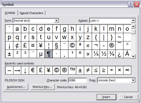inserting symbols and special characters legal office guru