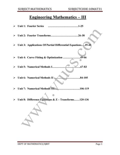 3rd sem cse maths Pdf Notes Engineering Mathematics ñ III Unit 1