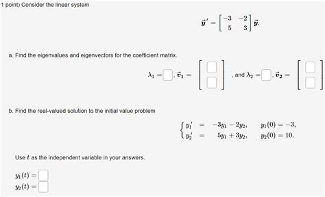 Solved 1 Point Consider The Linear System 3 2 3 Y 5 3