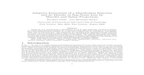 Pdf Adaptive Estimation Of A Distribution Function And Its Density In