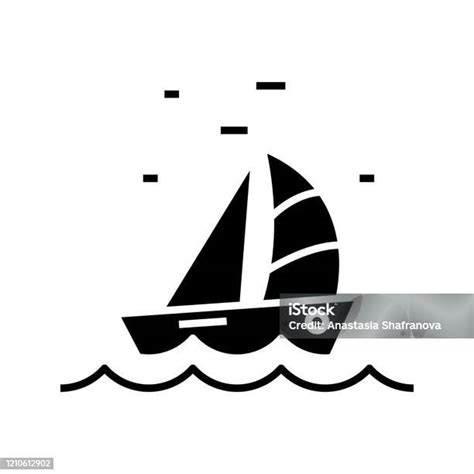 세일링 보트 블랙 아이콘 컨셉 일러스트레이션 벡터 플랫 심볼 글리프 기호 개념에 대한 스톡 벡터 아트 및 기타 이미지 개념