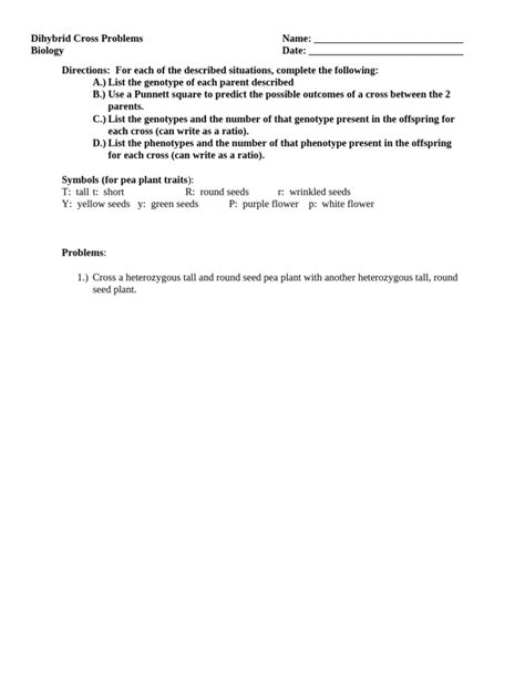 Dihybrid Cross Problems Pdf