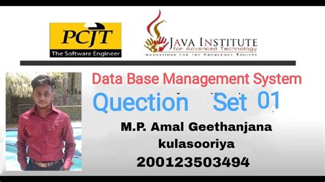 Question Set 01 Database Management System Java Institute Youtube