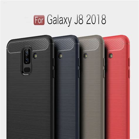 Case For Samsung Galaxy J8 2018 Cover Silicone Soft TPU Brushed Carbon ...