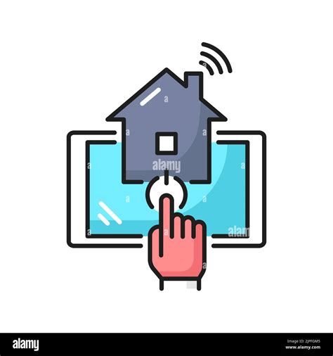 Smart House Technology Outline Icon Internet Of Things Home Remote Control And Automation Thin