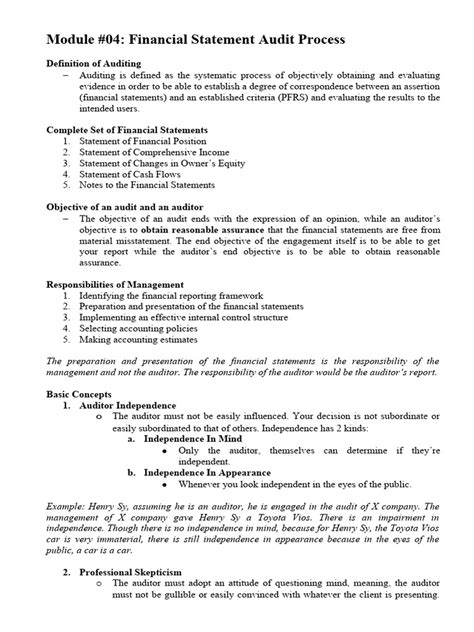 Module 04 Financial Statement Audit Process Pdf Financial Audit Audit