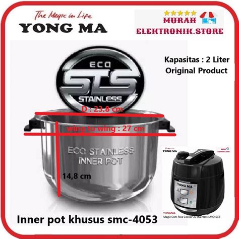 Jual Panci Magic Com Dalam Inner Pot Stainless Steel Rice Cooker Yong Ma Smc 4053 2 Liter