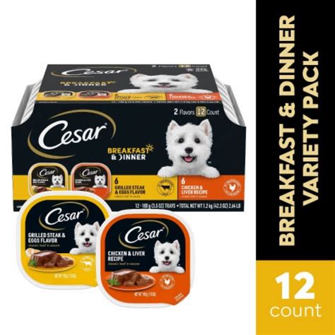 Cesar Breakfast And Dinner Mealtime Adult Soft Wet Dog Food Variety Pack