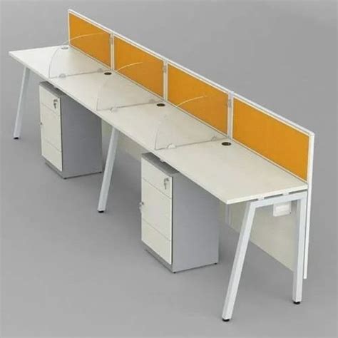 Mild Steel Pipe White Linear Workstation Table For Office Seating Capacity 4 Seater At Rs