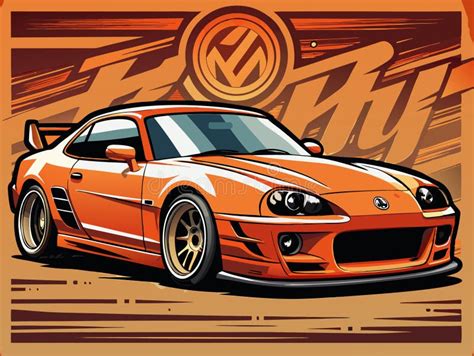 Supra Orange Supra Car Vector Illustration Automotive Art Vectorize