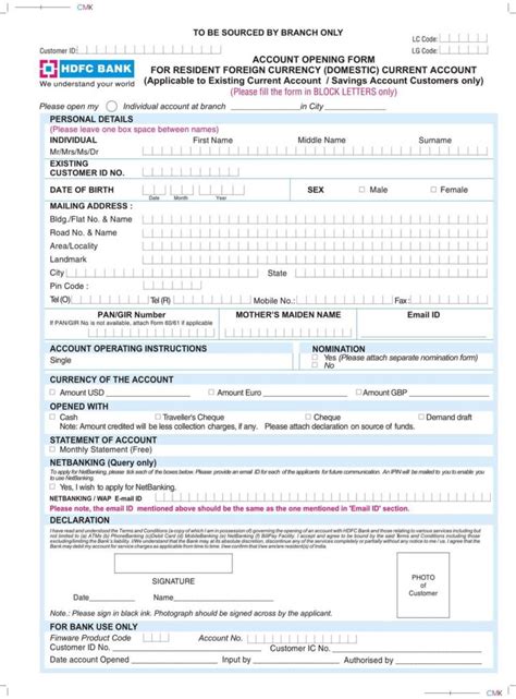 Hdfc Bank Application Form For Name Addition In Pdf Download