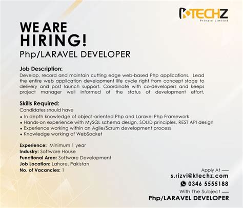 Ktechz On Linkedin Job Developer Php Laraveldeveloper Apidevelopment