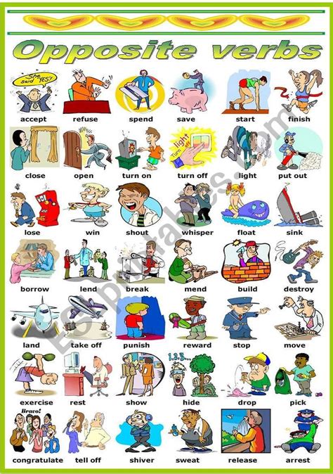 First Worksheet In My Second Set On Opposite Verbs This Is The