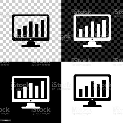 금융 차트 및 그래프 아이콘 검은 색 흰색과 투명 한 배경에 고립 된 컴퓨터 화면 차트 막대 및 재무 분석 벡터 일러스트 0명에 대한 스톡 벡터 아트 및 기타 이미지