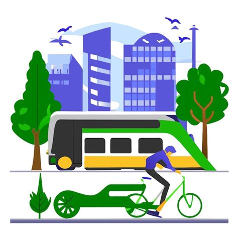 Premium Vector Green Commuting Alternatives Vector Illustration Flat 2
