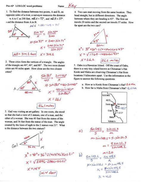 Trigonometry Word Problems Worksheets With Answers Best Solutions Free Worksheets Samples