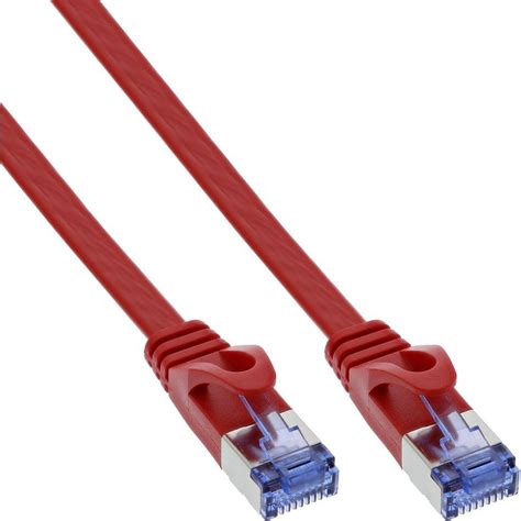 Intos Electronic Ag Inline® Patchkabel Flach U Ftp Cat 6a Rot 0 5m Lan Kabel