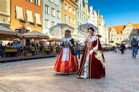 Women Dressed In Polish Traditional Dress In Gdansk Poland Editorial