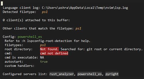 powershell lsp who to notify about an issue r neovim