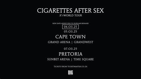 Cigarettes After Sex And Big Concerts Proudly Announce New Cape Town