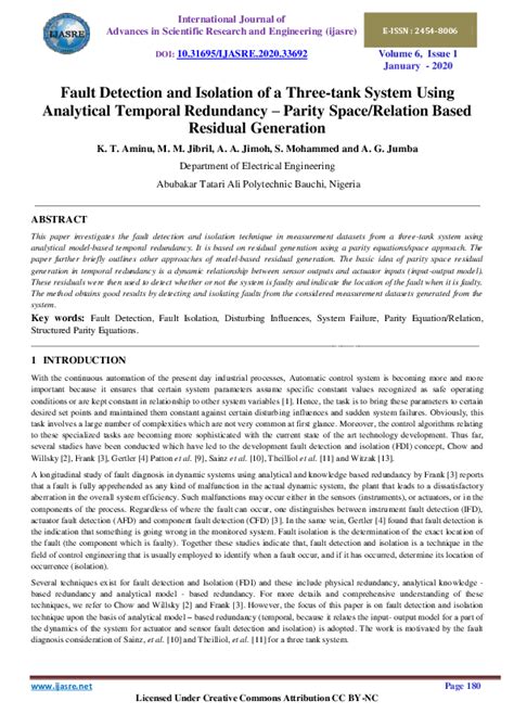 pdf fault detection and isolation of a three tank system using