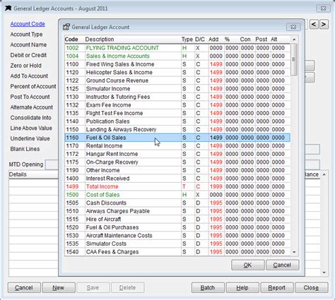 Datahawk Software General Ledger Account Options