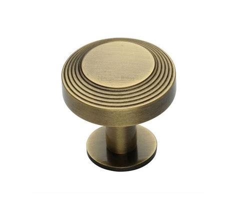 Heritage Brass Cabinet Knob Ridge Design With Rose Antique Brass