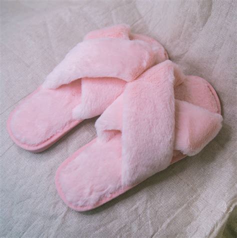 Blossom Faux Fur Slippers Pink By Luna Charles