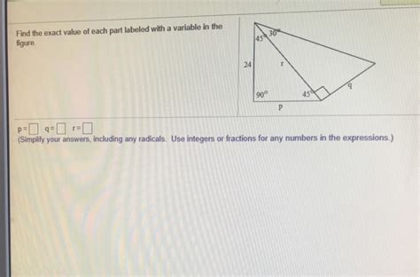 Solved Find The Exact Value Of Each Part Labeled With A