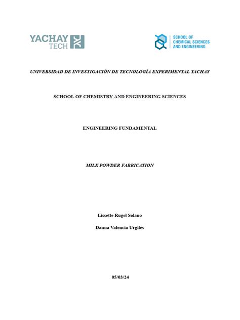 Milk Powder Fabrication Pdf Milk Powdered Milk