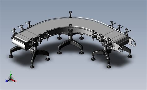 90度转弯网带输送机3D模型图纸 Solidworks设计 4 SOLIDWORKS 2001Plus 模型图纸下载 懒石网