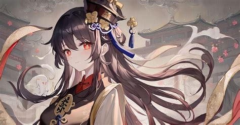 NovelAI Genshin HuTao 23 bright skyのイラスト pixiv かわいいアニメの壁紙 イラスト